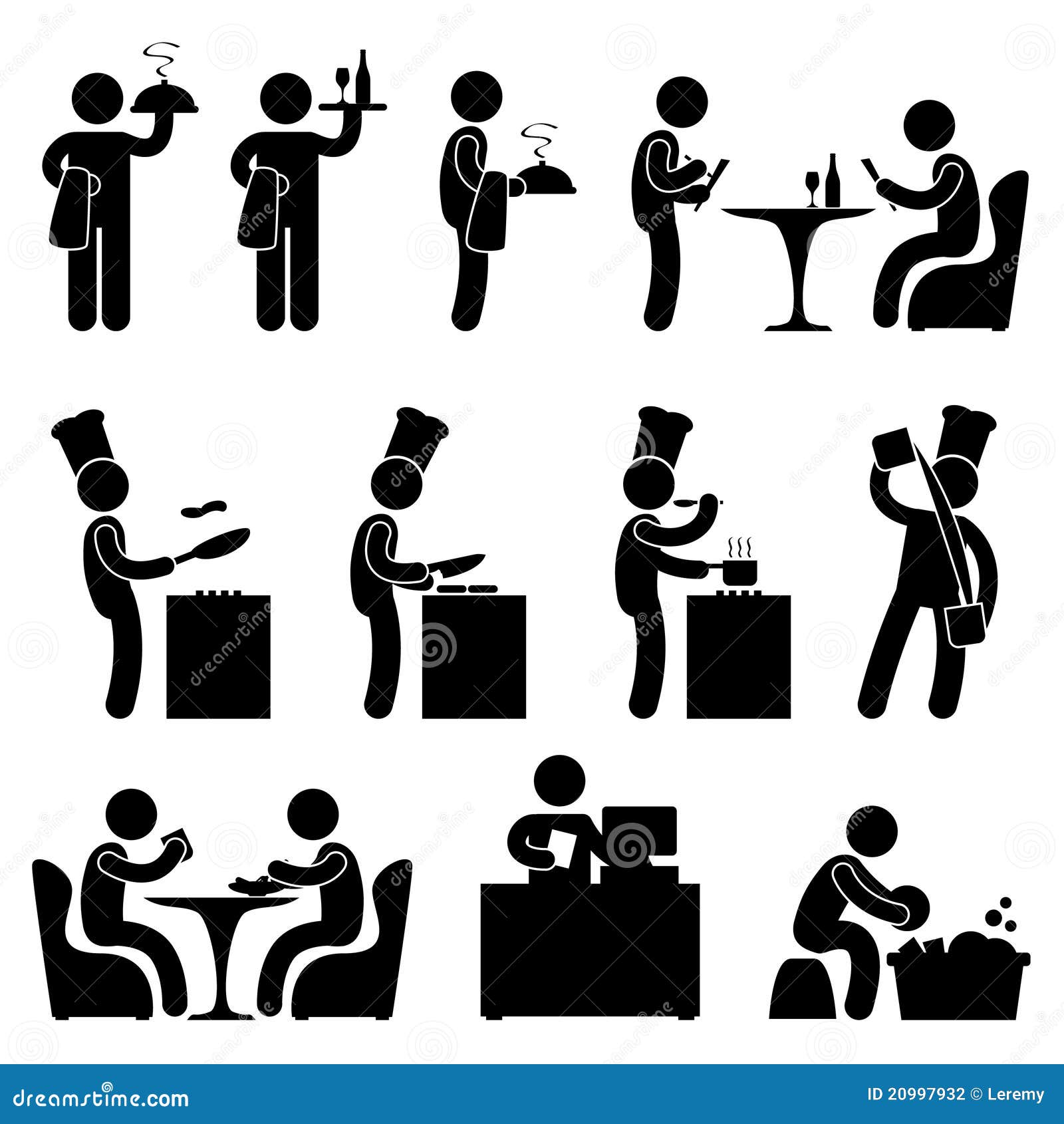Man People Restaurant Waiter Chef Customer Icon Sy Stock Vector ...