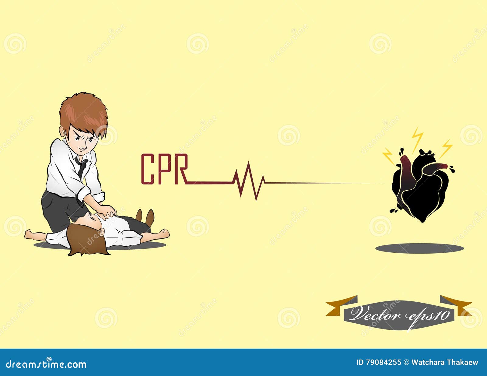 Man perform CPR stock illustration. Illustration of people - 79084255