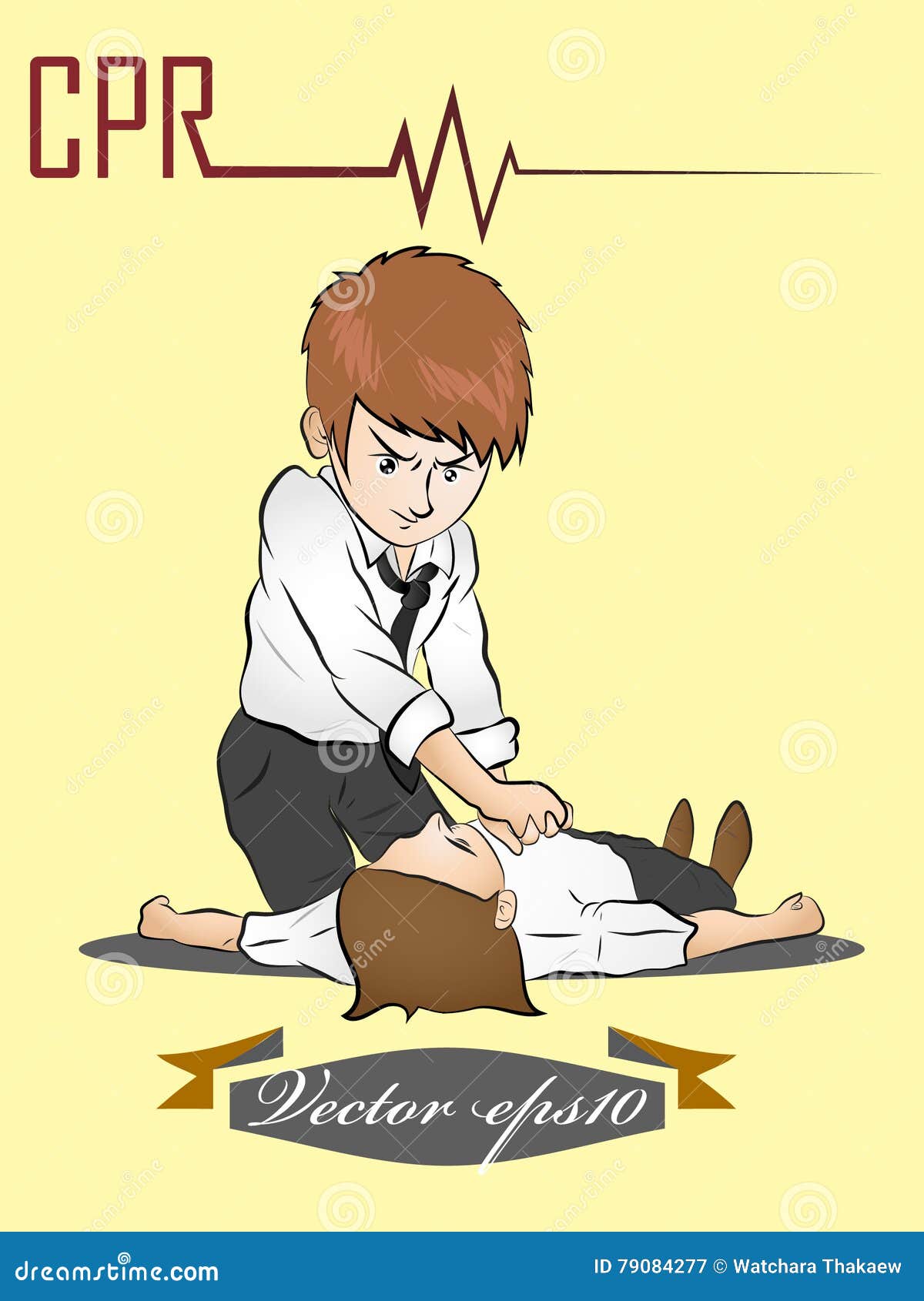 Man perform CPR stock vector. Illustration of cardiac - 79084277