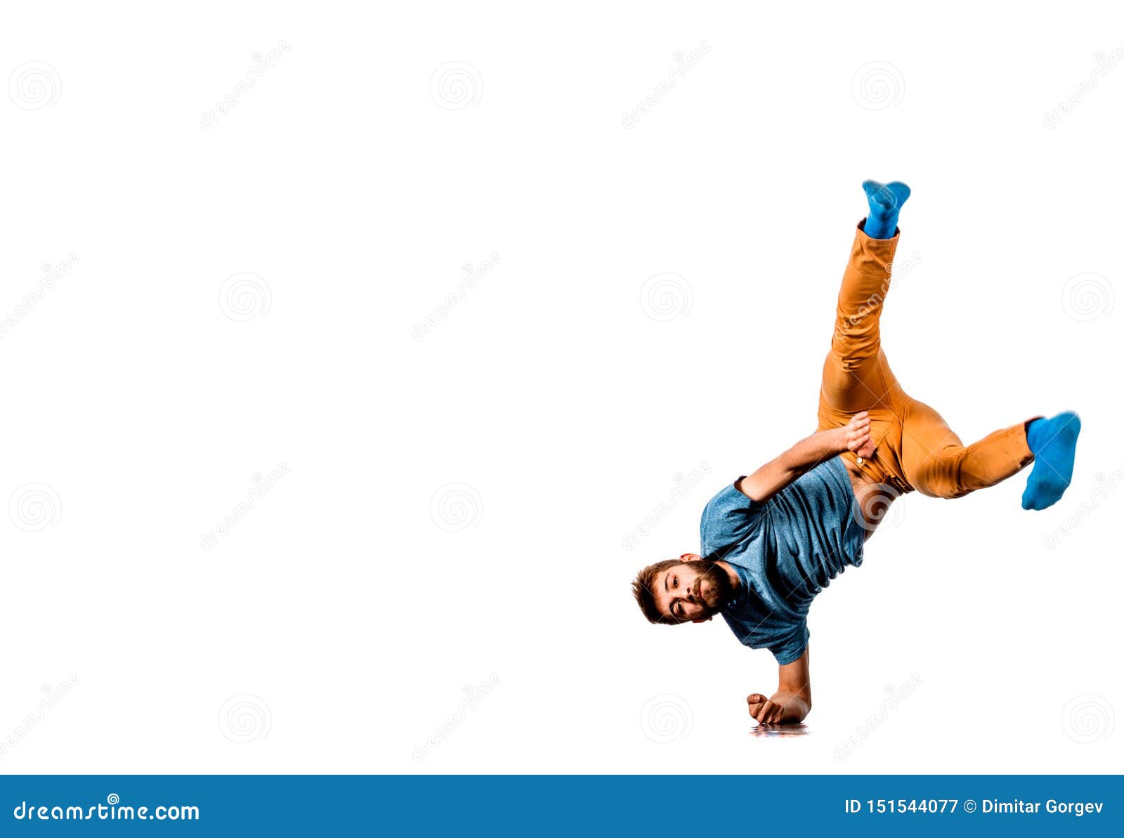 Man Perform Dancing while Doing One Hand Stand Stock Image - Image of ...
