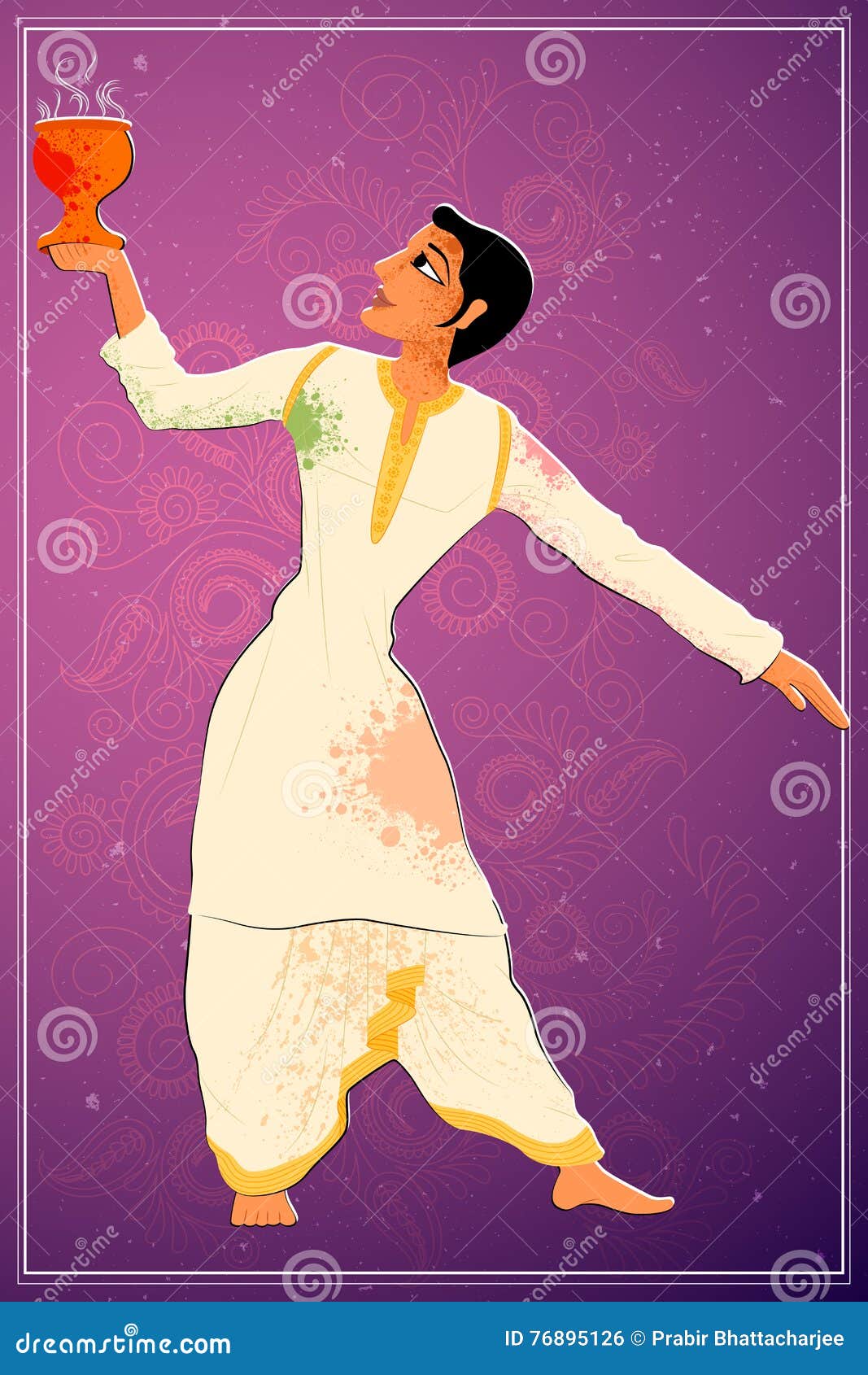 Man Performing Dhunuchi Dance of Bengal, India Stock Vector ...