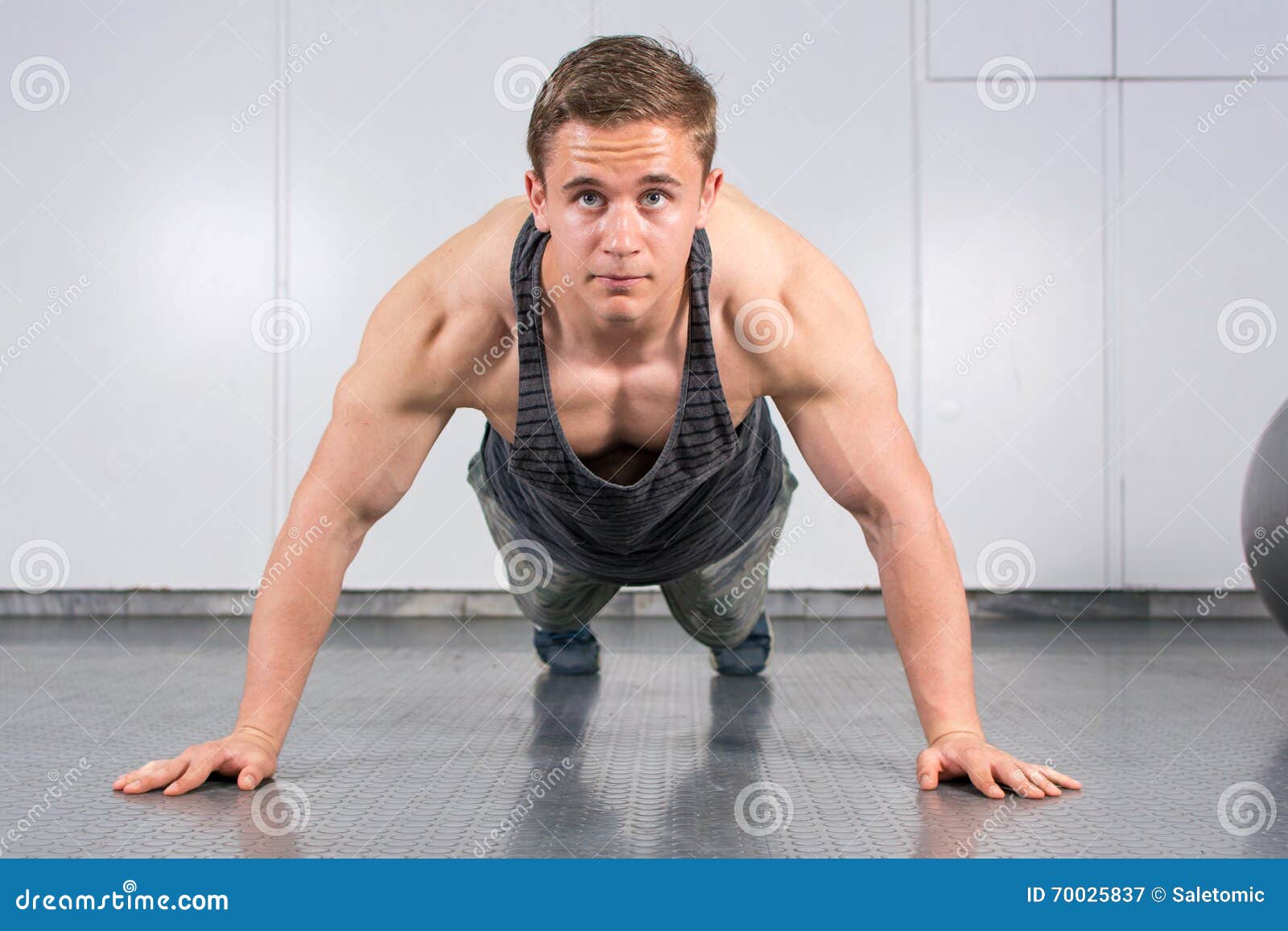 Man Performing Push Ups at the Gym Stock Image - Image of athletic ...