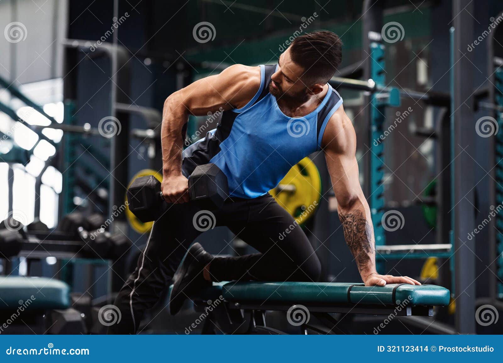Man Lifting Dumbbell during Gym Workout Stock Photo - Image of strength ...