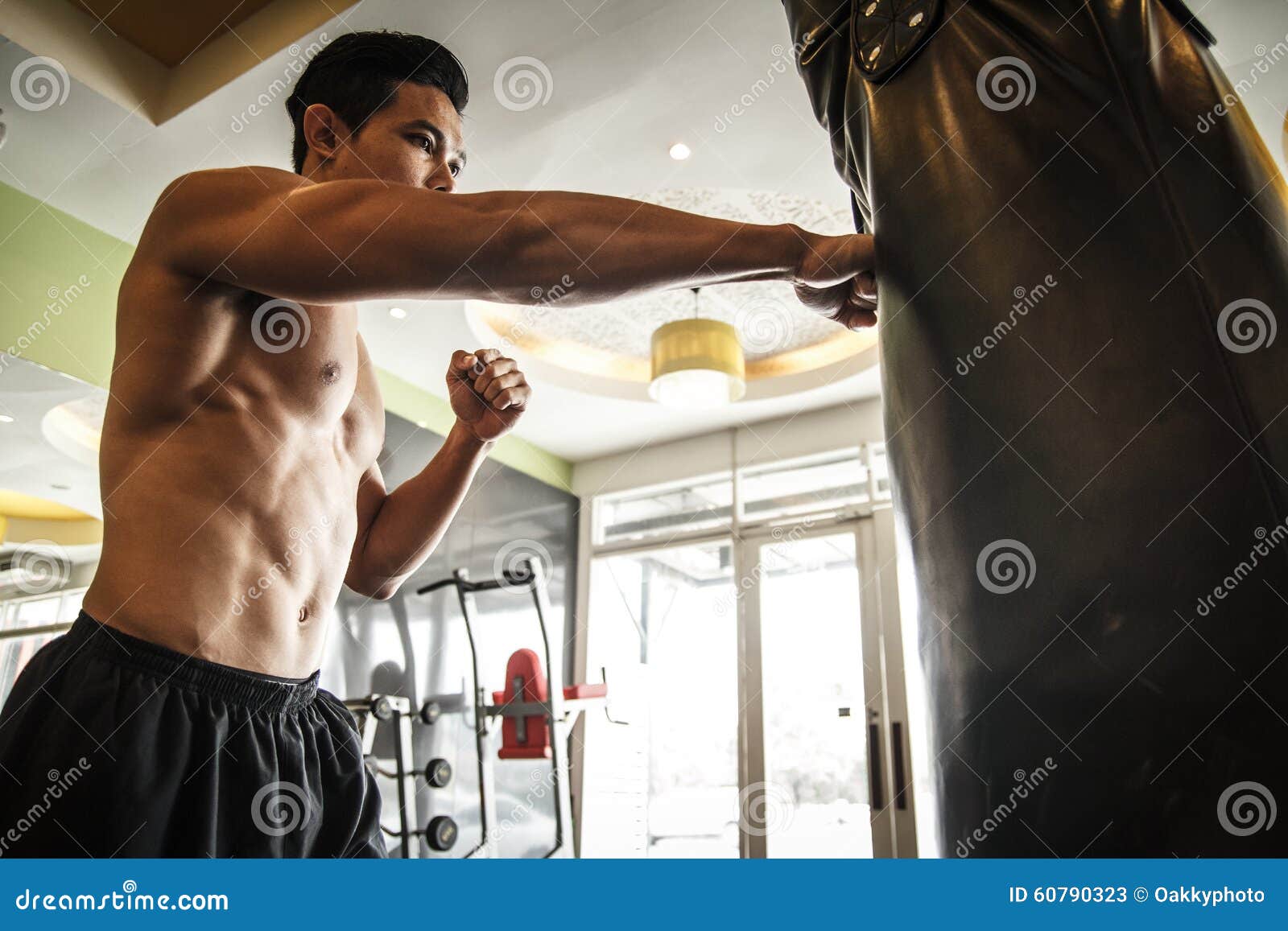 Man Performs Exercise - Boxing Stock Image - Image of indoors, build ...