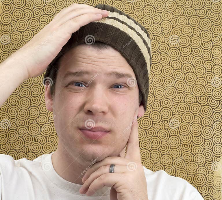 Man with Perplexed Look stock photo. Image of blue, male - 7710292