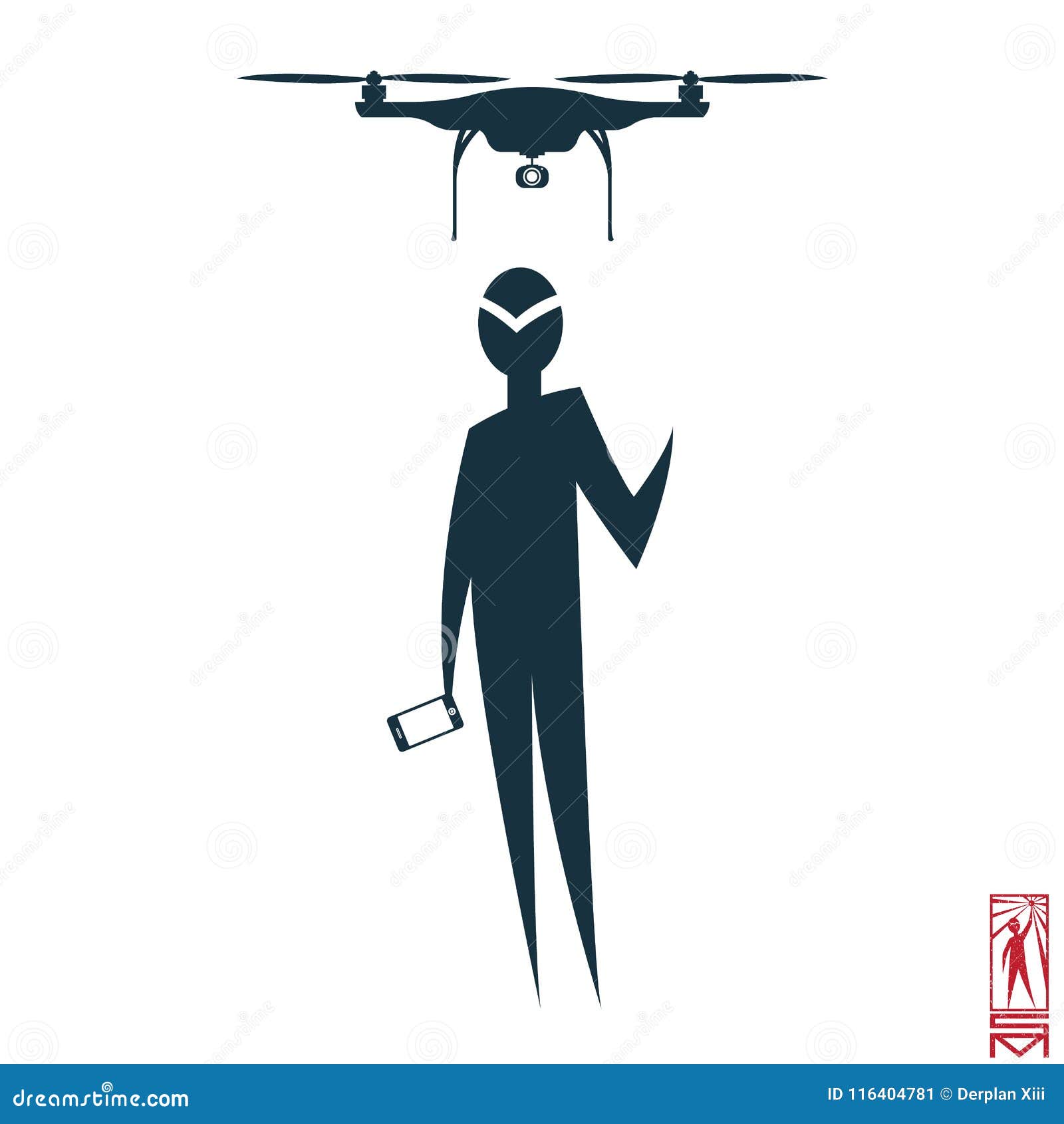 Character with Soaring Drone Stock Vector - Illustration of expression ...