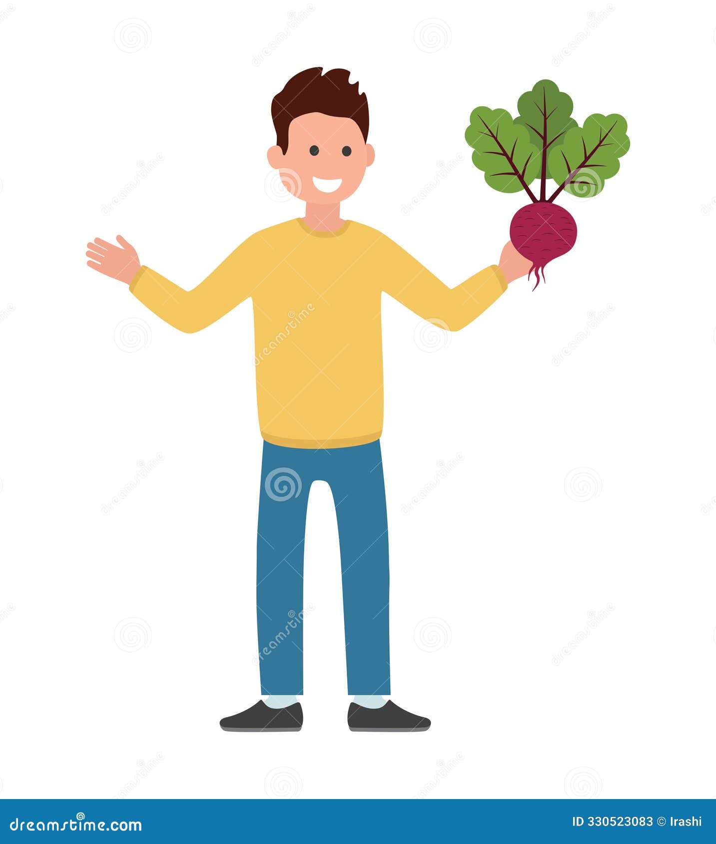 Man Person with Beet Root in Hand Stock Vector - Illustration of flat ...