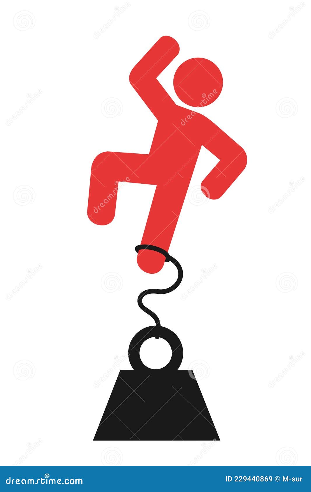 Man and Person is Pulled Down by Heavy Weight Stock Vector ...