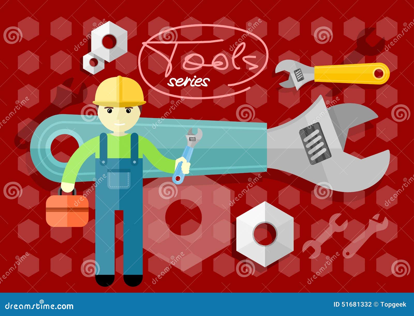 Man, Person with Toolbox and Wrench in Hands Stock Vector ...