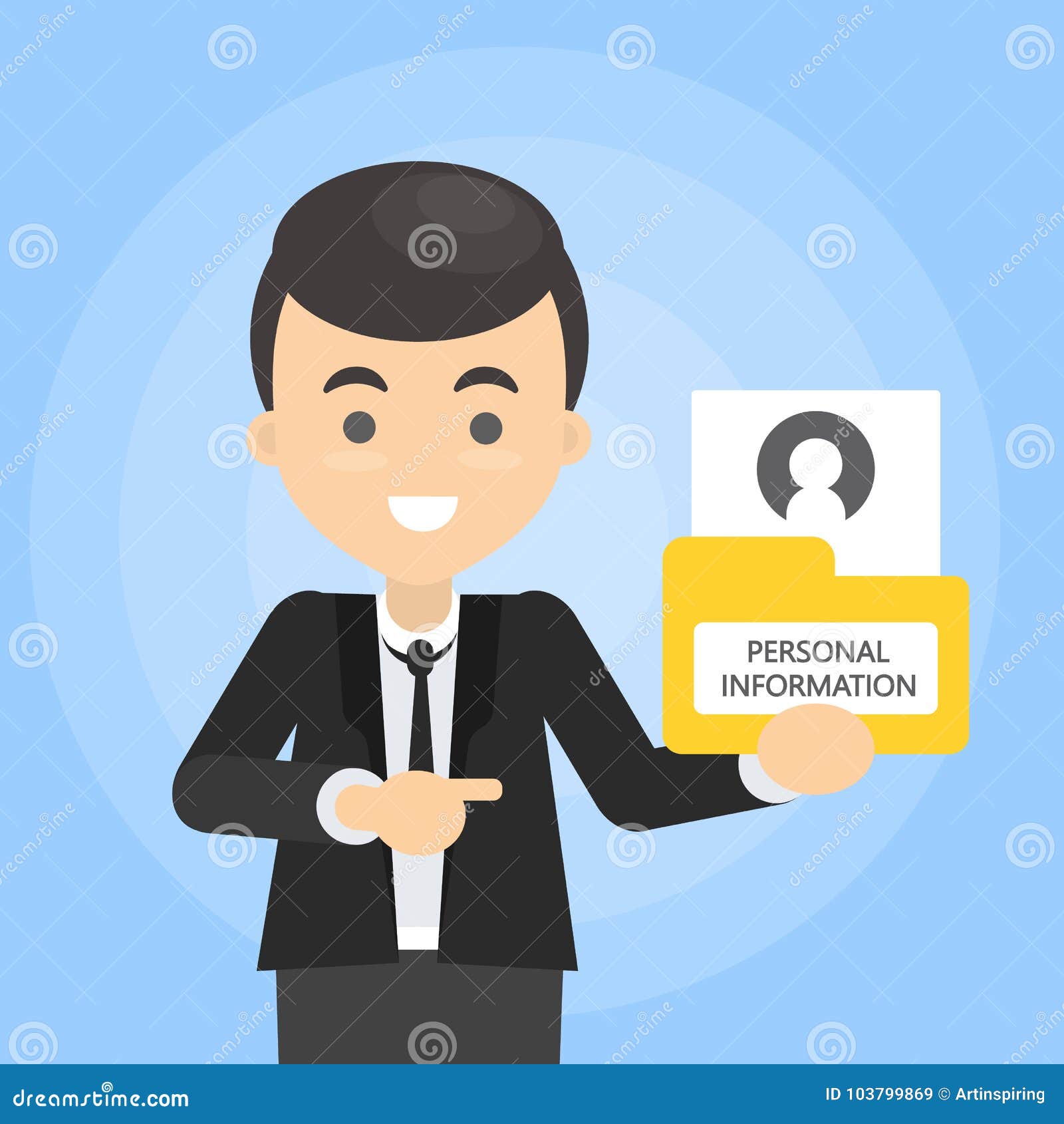 Man with Personal Information. Stock Vector - Illustration of company ...