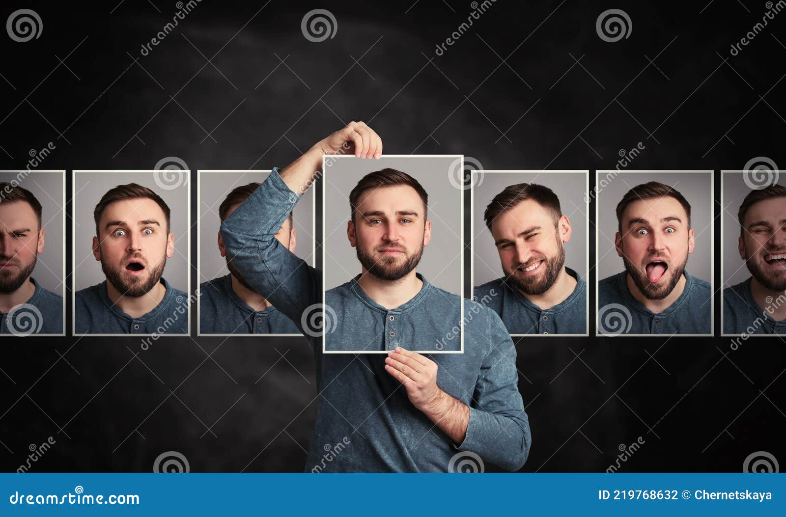 Man with Personality Disorder, Multiple Exposure. Collage Stock Photo ...