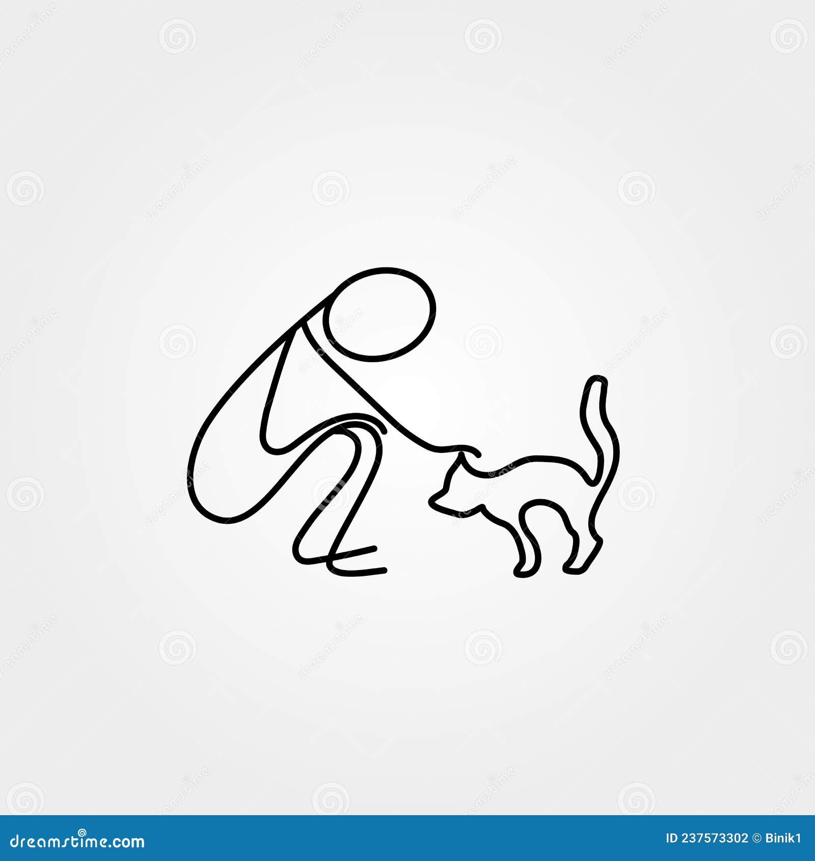 Man and Pet Cat Stick Figure Vector Stock Vector - Illustration of ...