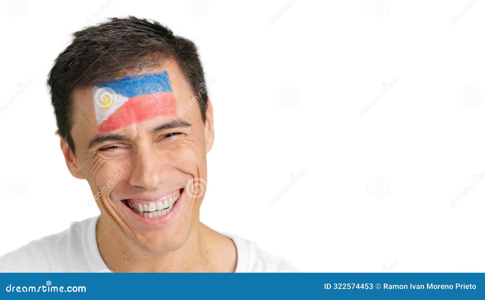 Man with a Philippine Flag Painted on the Face Smiling Stock Image ...