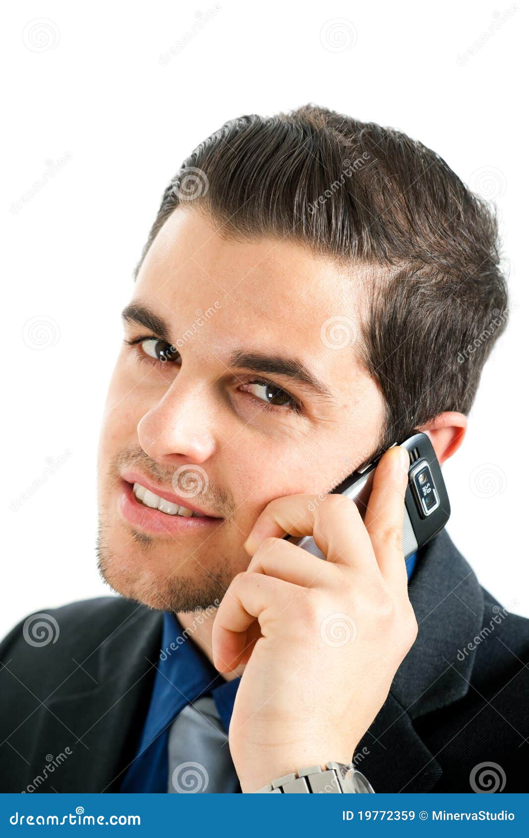 Man at phone stock image. Image of business, cellphone - 19772359