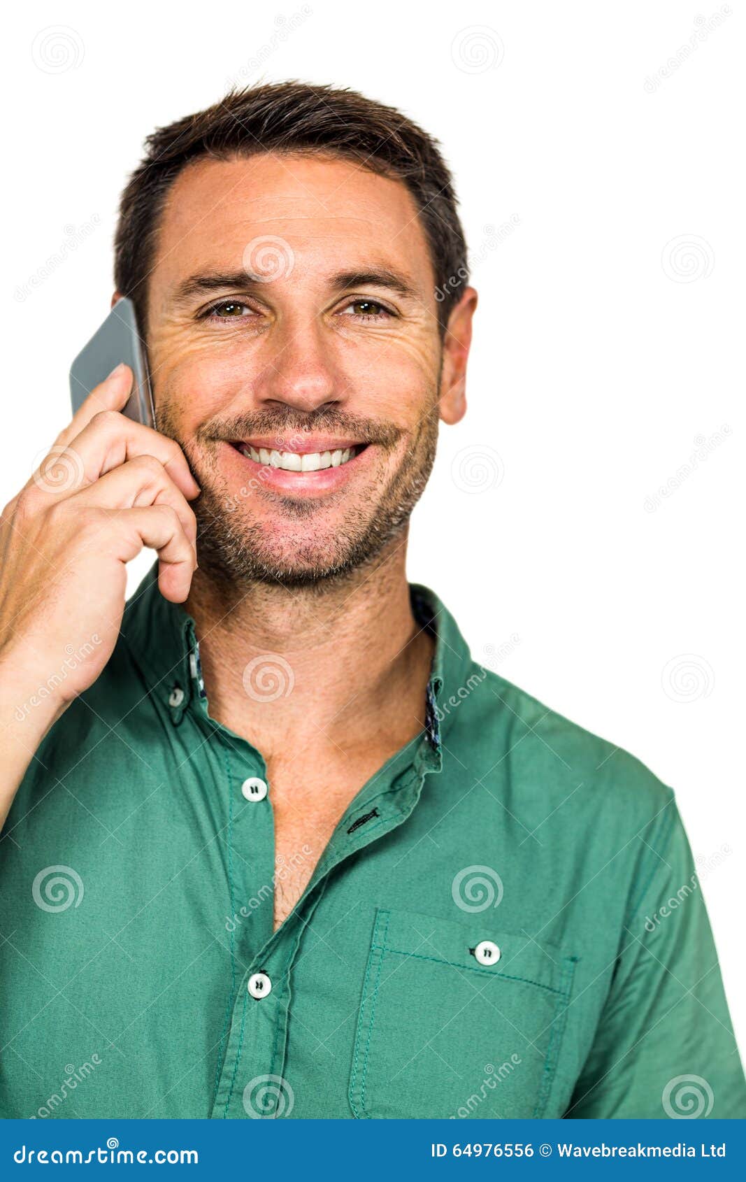 Man on Phone Call Smiling at Camera Stock Photo - Image of elegant ...