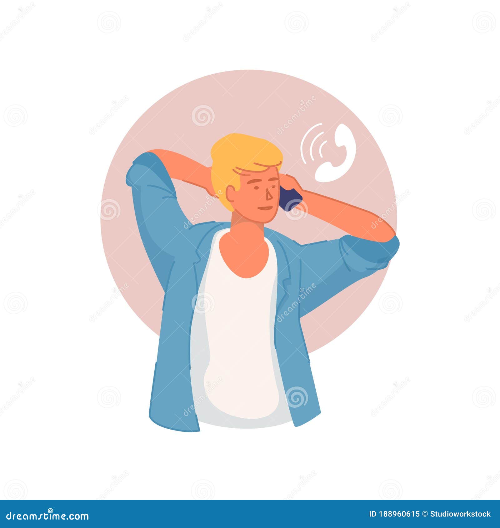 Man Phone Call. Young Man Talking on Mobile Phone Stock Vector ...