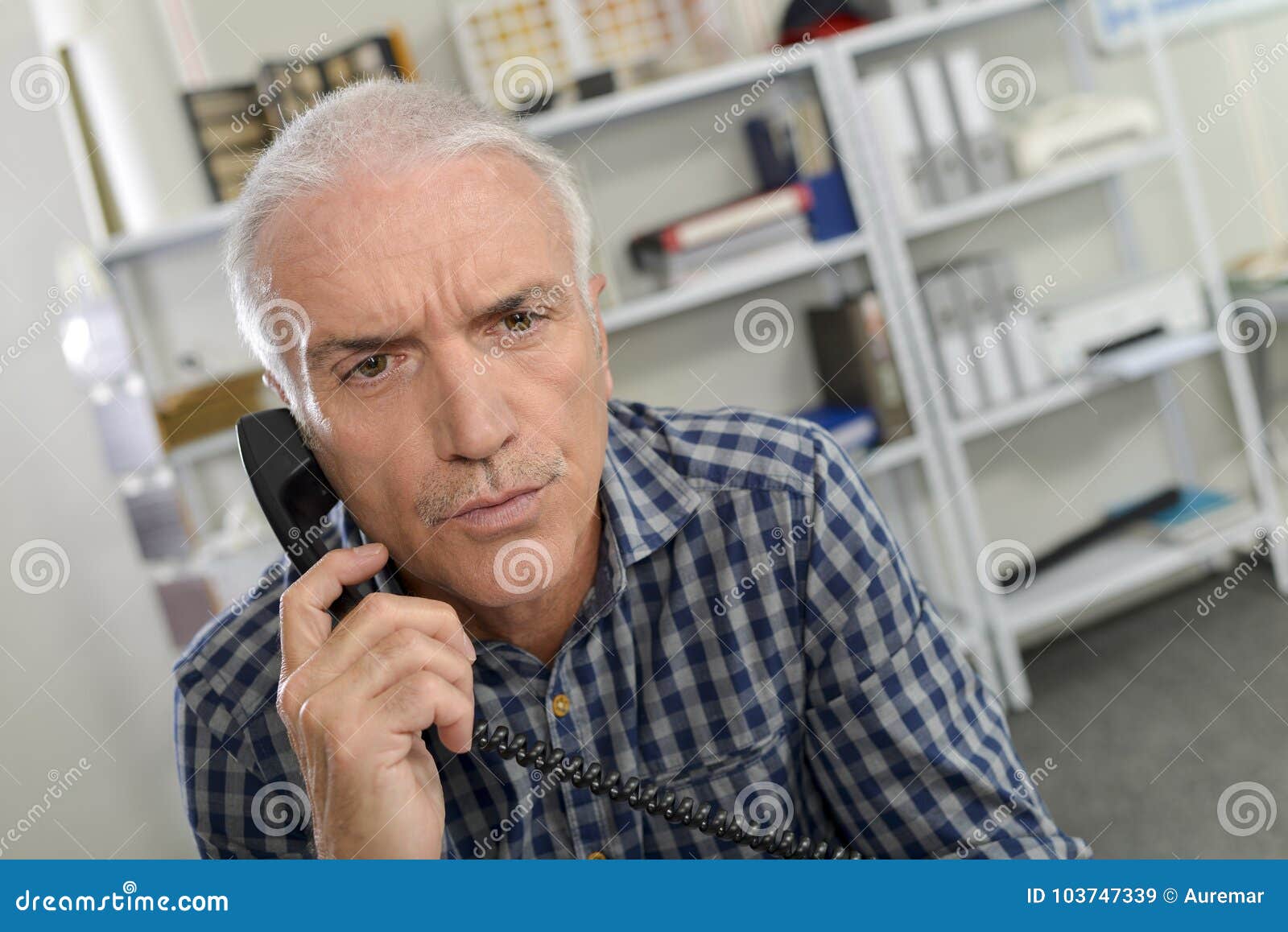Man on phone in office stock image. Image of middle - 103747339