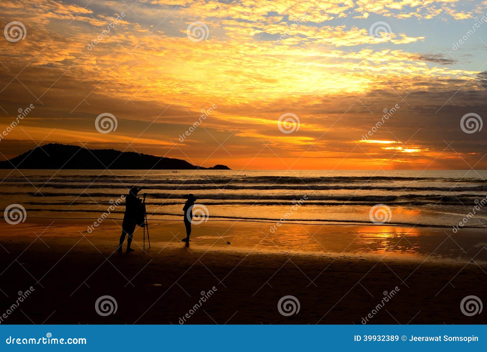 The Man Photo the Beach and Sunset Stock Image - Image of beach ...