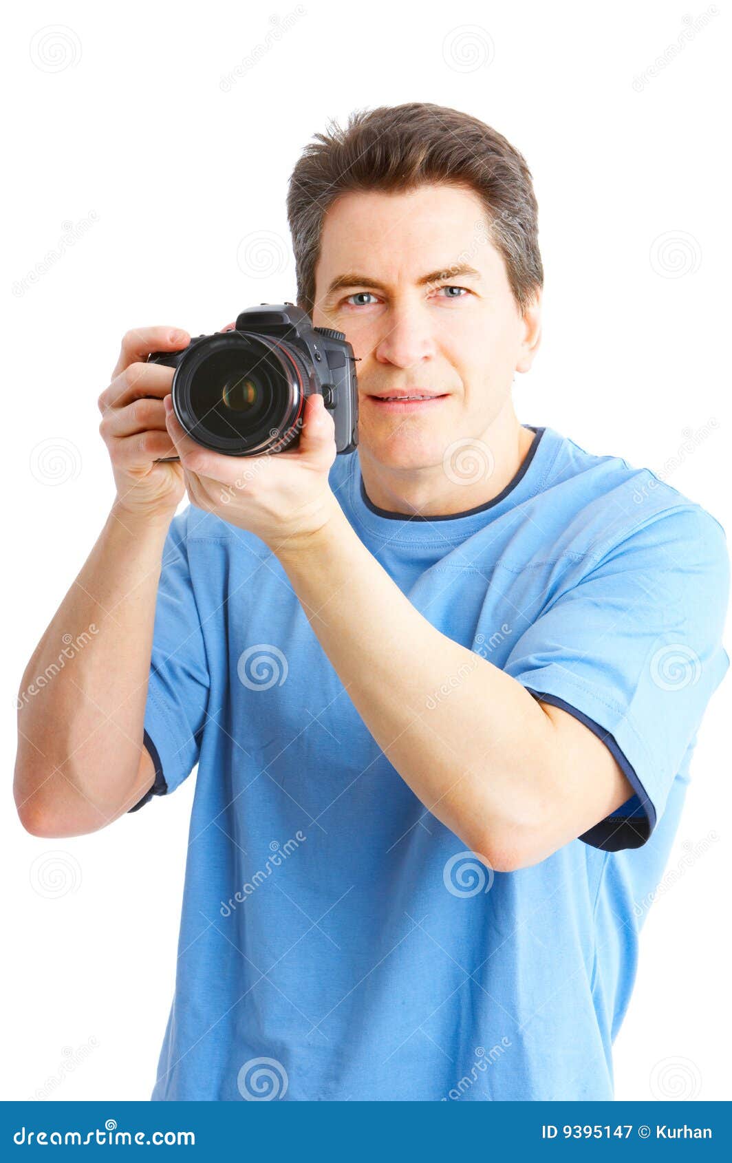 Man with photo camera stock image. Image of white, shoot - 9395147