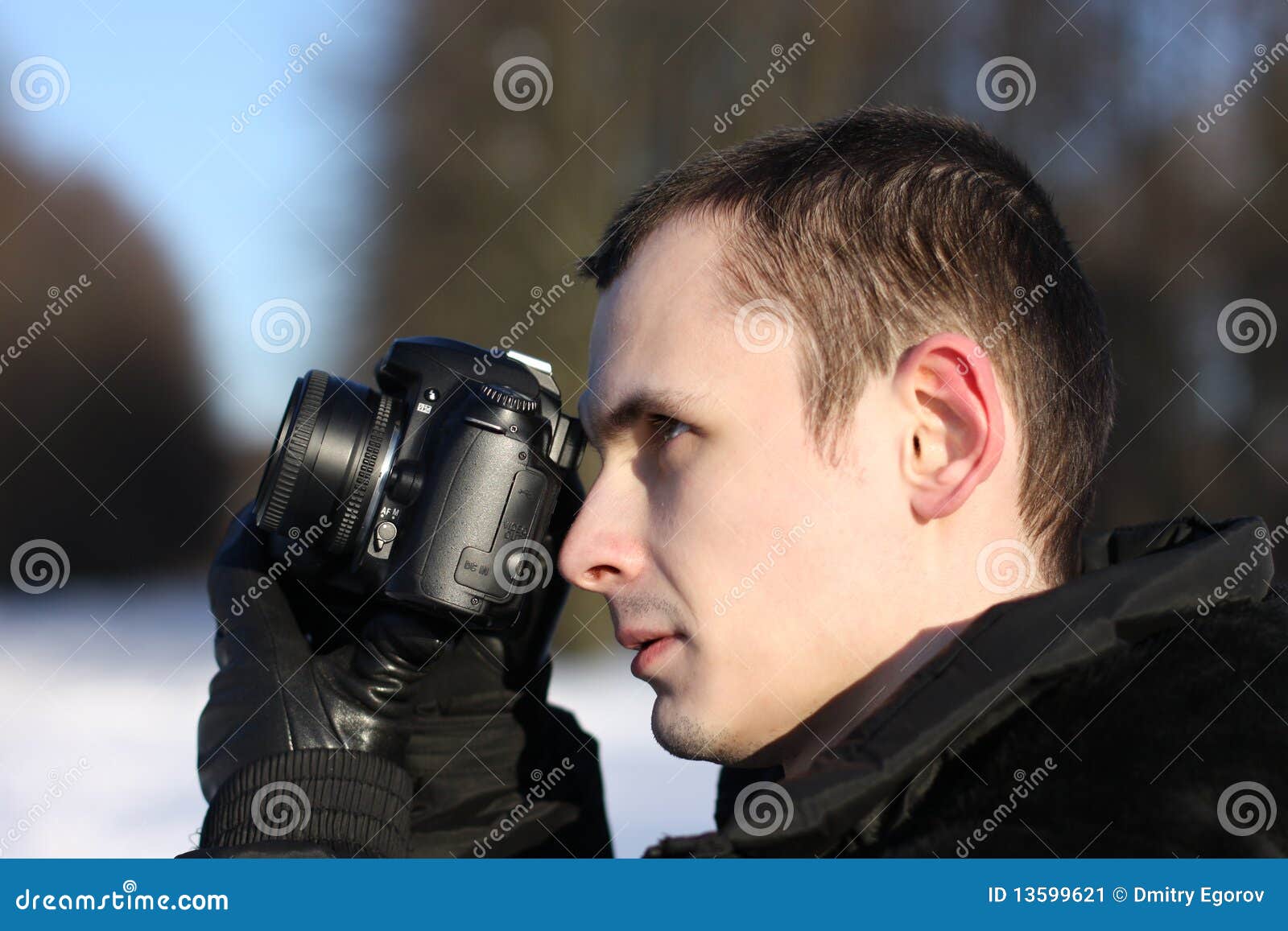 Man with Photo Camera Horizontal Stock Image - Image of display, adult ...