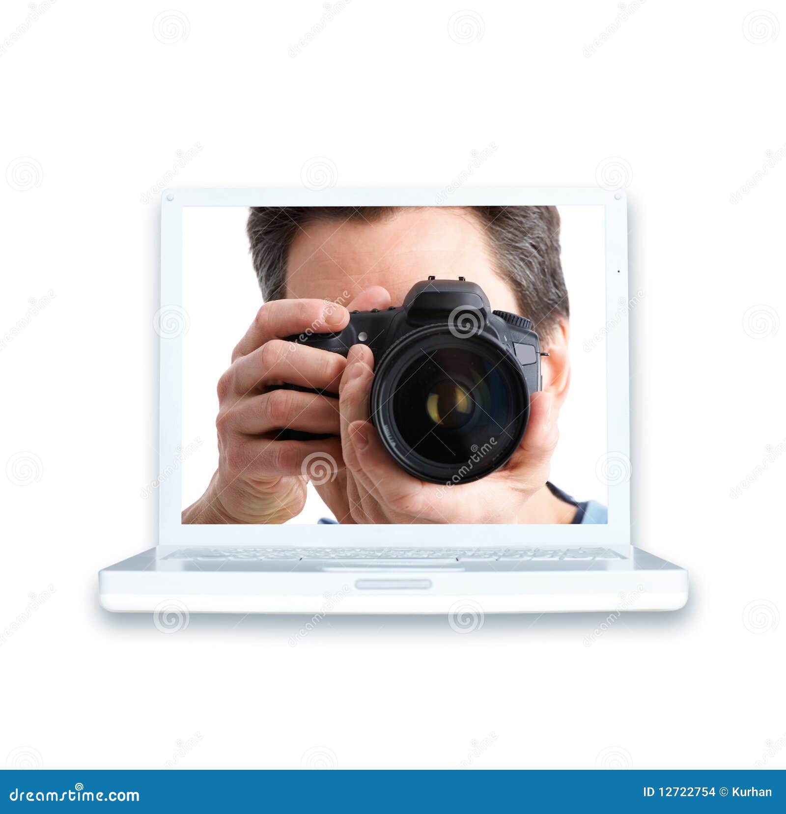Man with Photo Camera and Laptop Stock Photo - Image of person, male ...