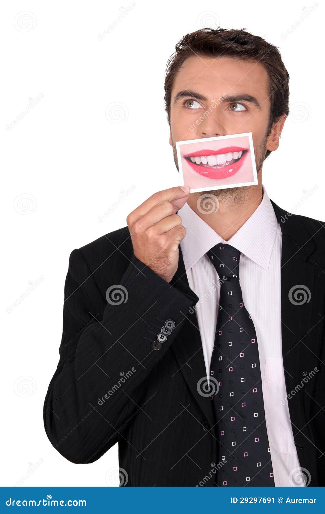 Man with photo of lips stock image. Image of serious - 29297691