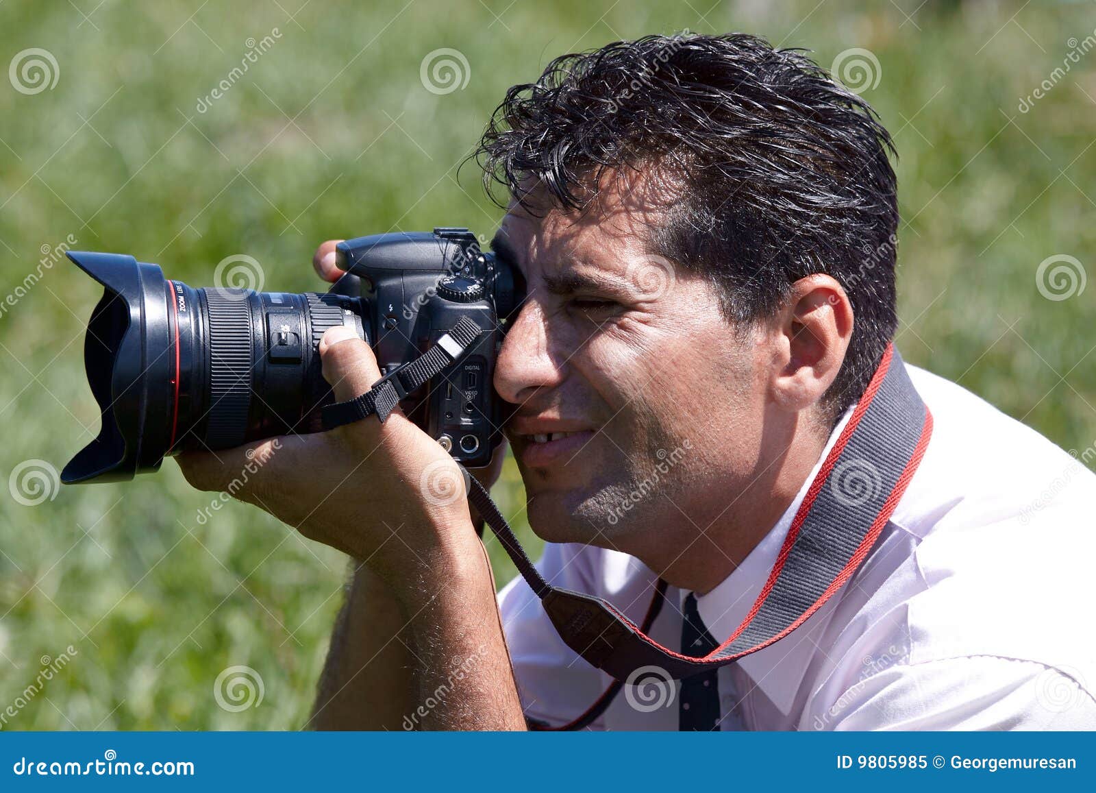 Man Photographer with Camera Outdoors Stock Image - Image of photograph ...