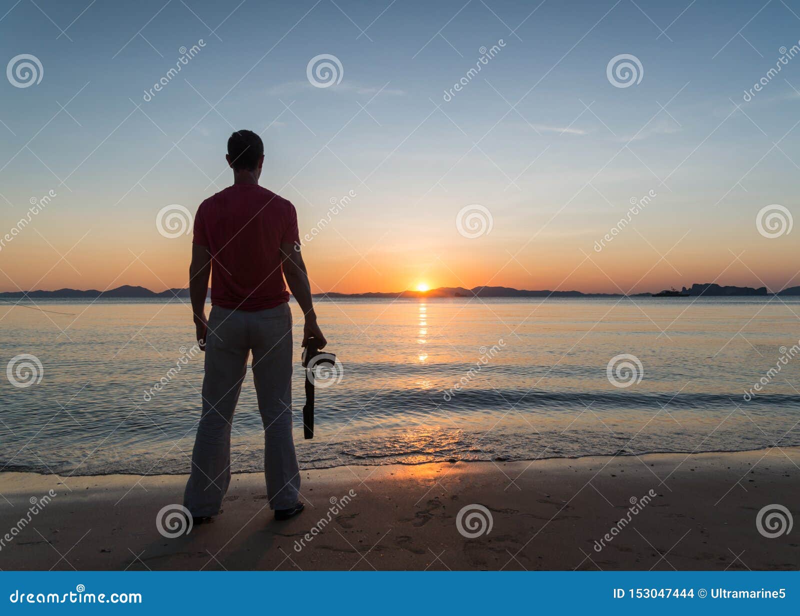 Man Photographer Watching the Sunset Stock Photo - Image of hobby, dslr ...