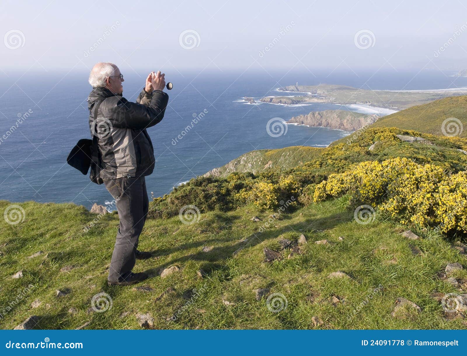 Man Photographing a Landscape Stock Photo - Image of skies, mature ...