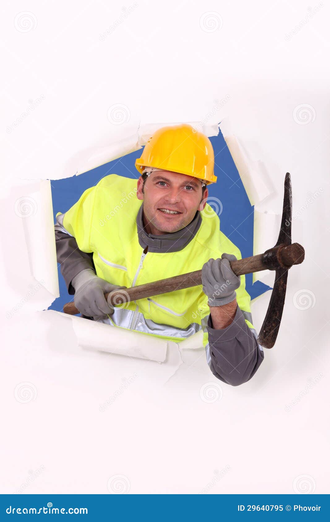 Man with pick-axe stock image. Image of miner, protection - 29640795