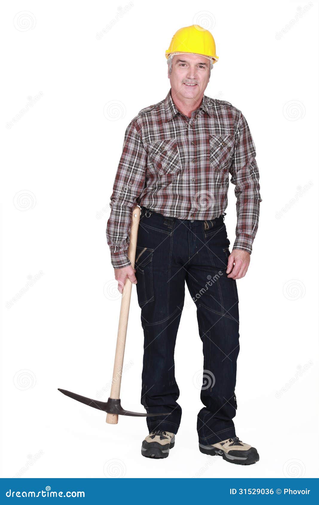 Man with pick-axe stock photo. Image of construction - 31529036