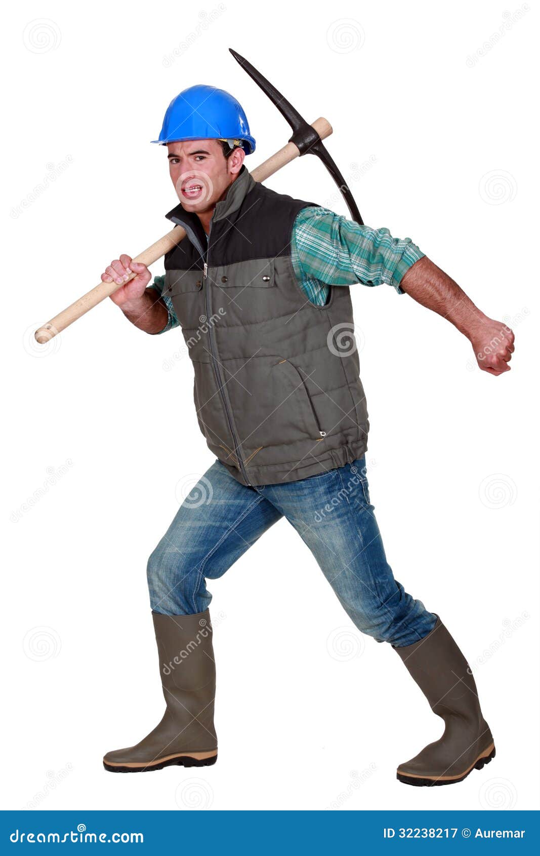Man with pick-axe stock image. Image of manly, grime - 32238217