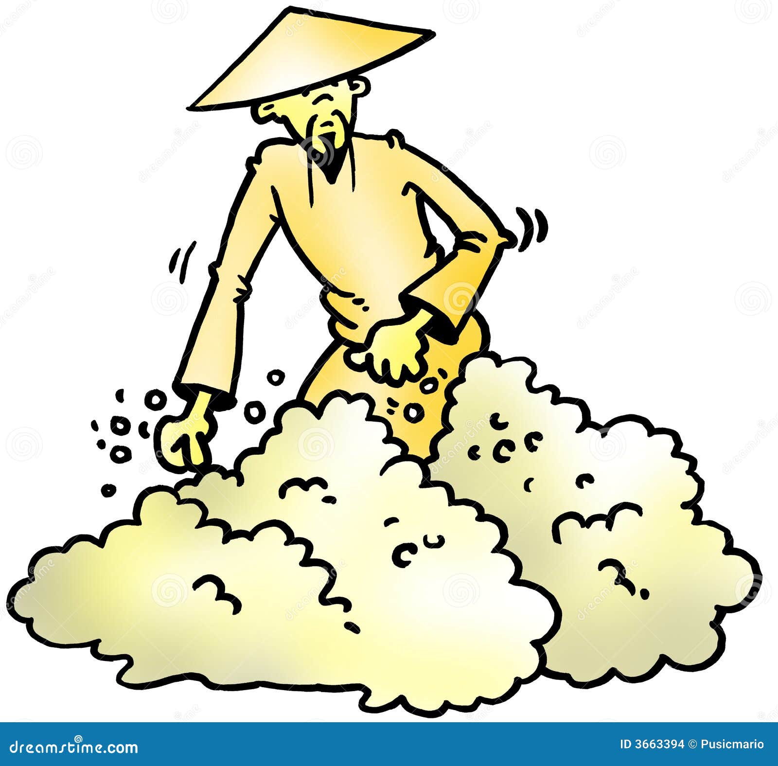 Man pick up rice stock illustration. Illustration of fare - 3663394
