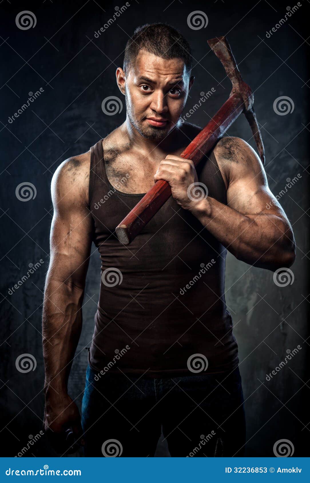 Man with pickaxe stock image. Image of hand, handsome - 32236853