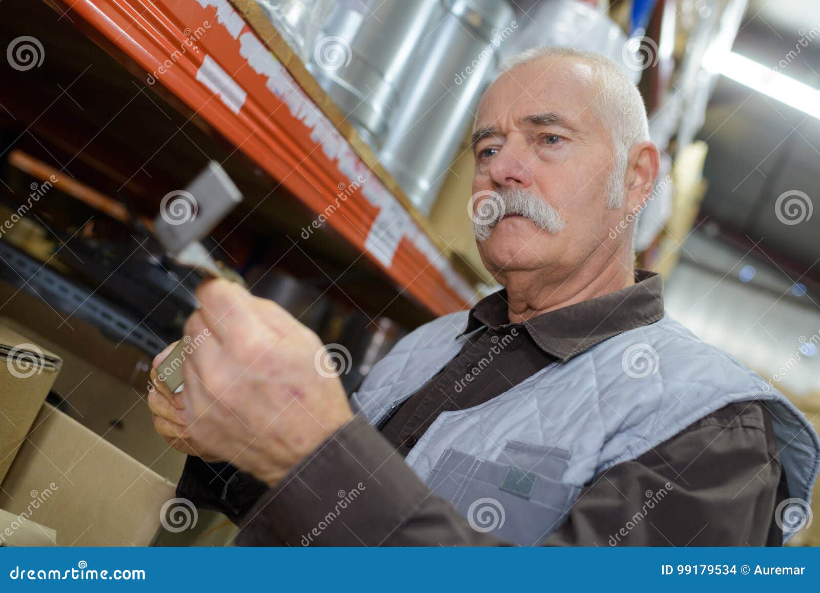Man Picking Part from Rack in Warehouse Stock Photo - Image of picking ...