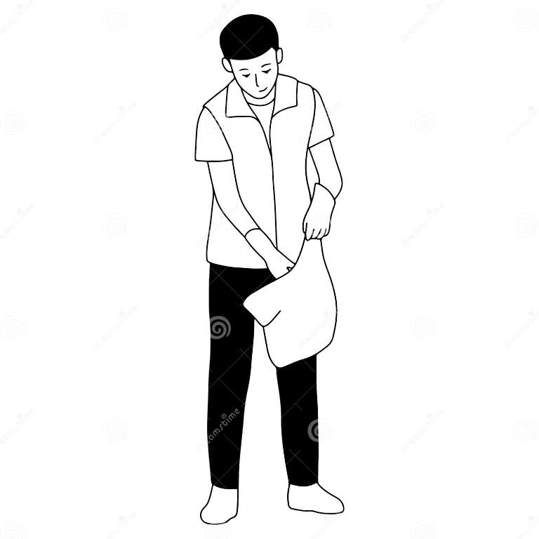 Man Picking Up Trash Vector Handrawing Illustration Stock Vector Illustration Of Trash