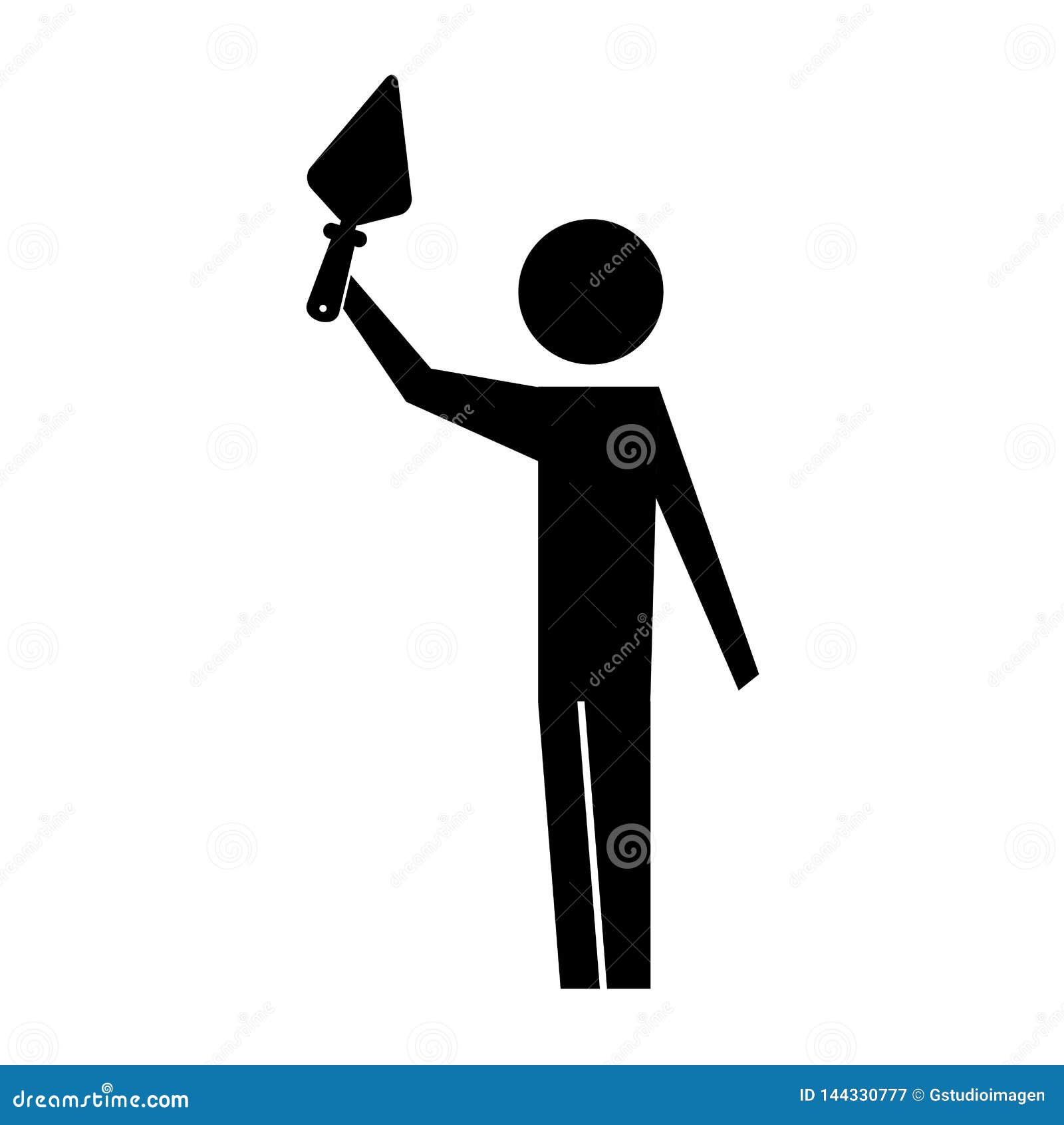 Man Pictogram Holding Roller Paint Repair Tool Cartoon Vector ...
