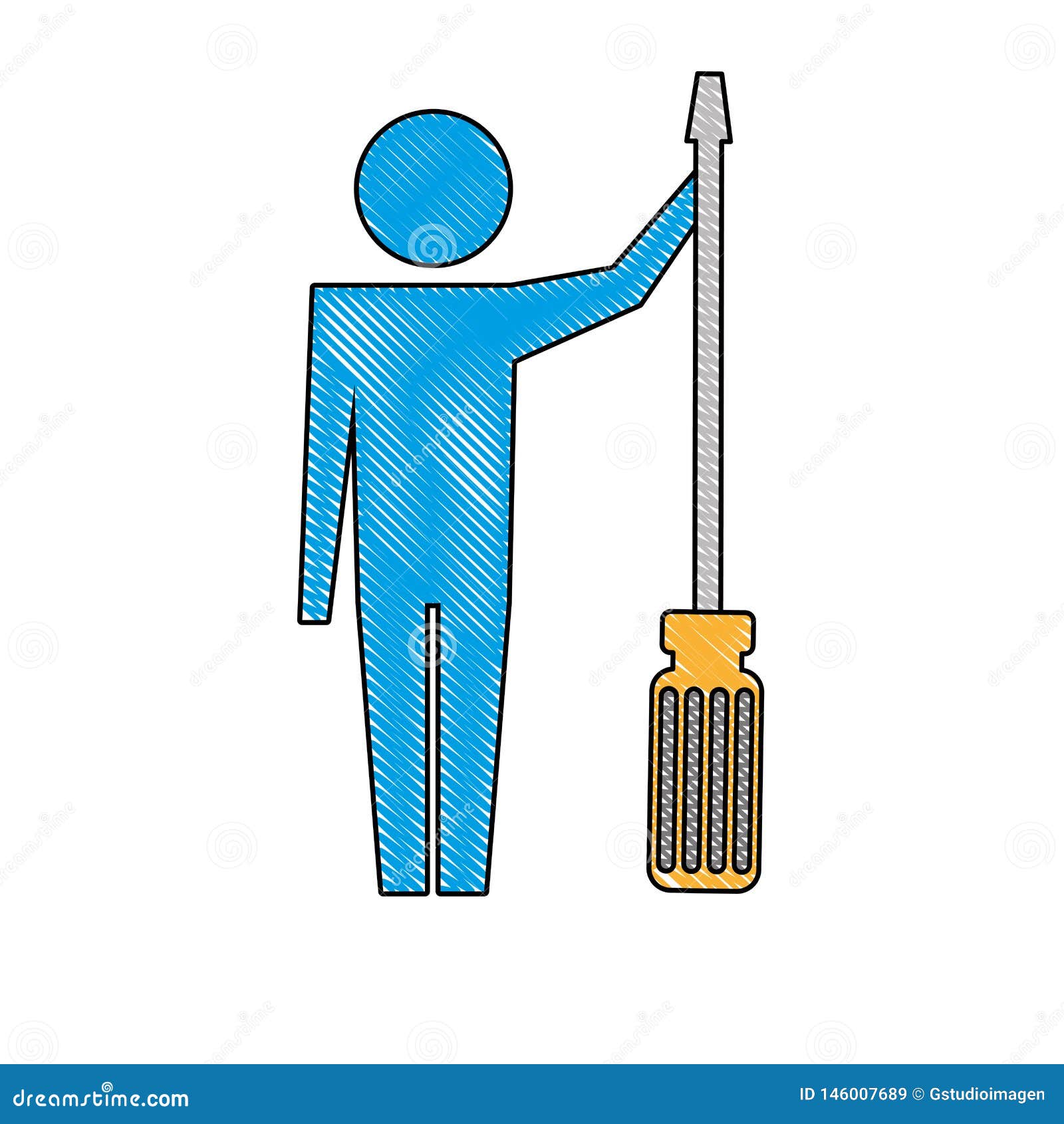 Man Pictogram with Screwdriver Tool Support Stock Illustration ...