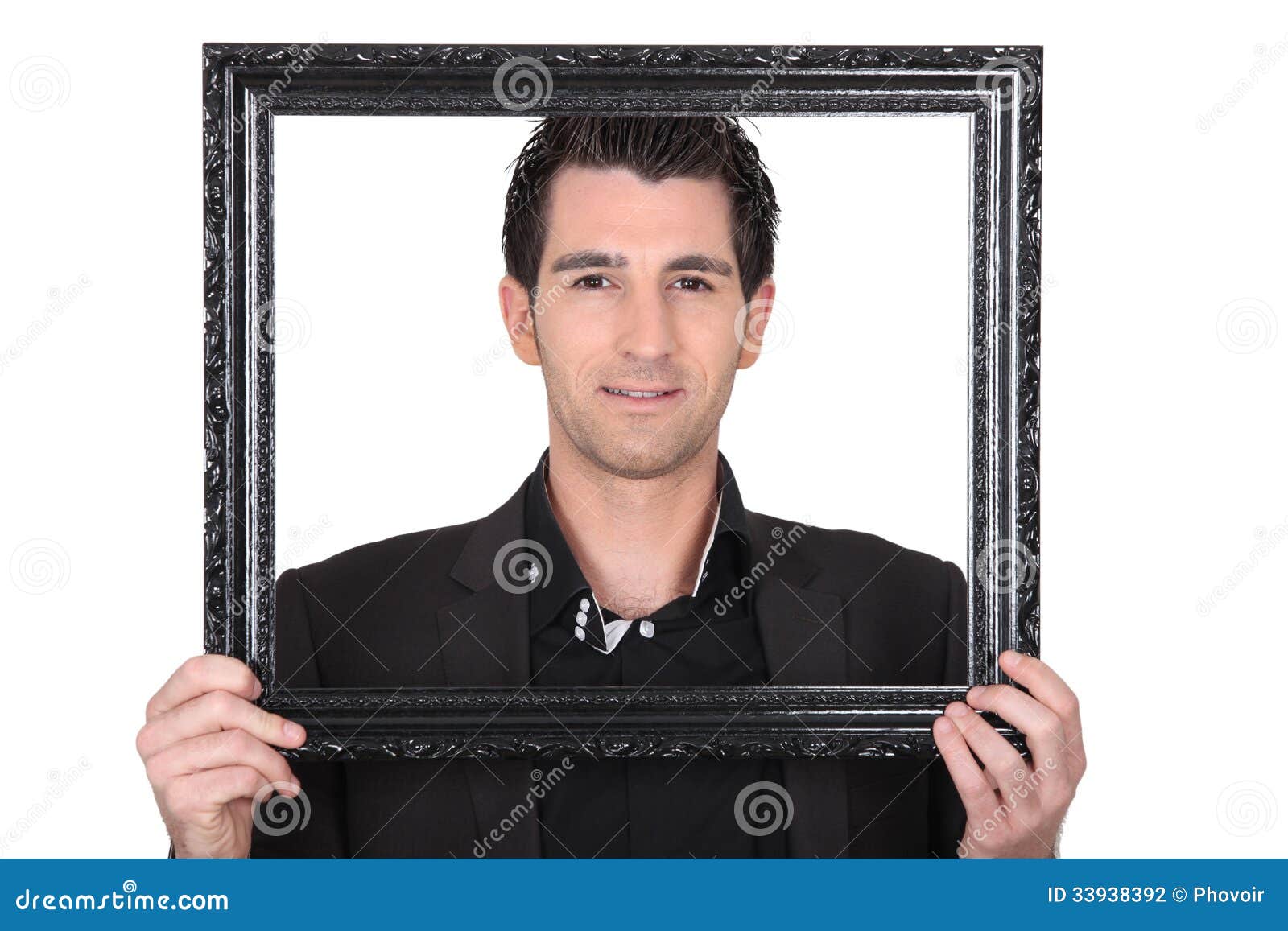 Man with picture frame stock photo. Image of joke, identity - 33938392