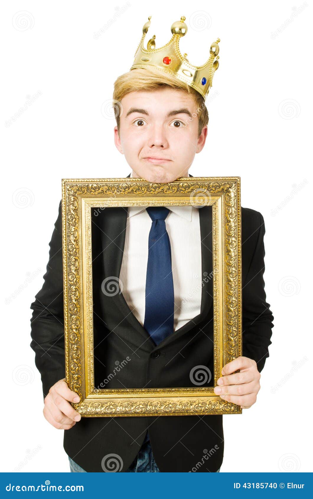 Man with Picture Frame Isolated Stock Photo - Image of funny, formal ...