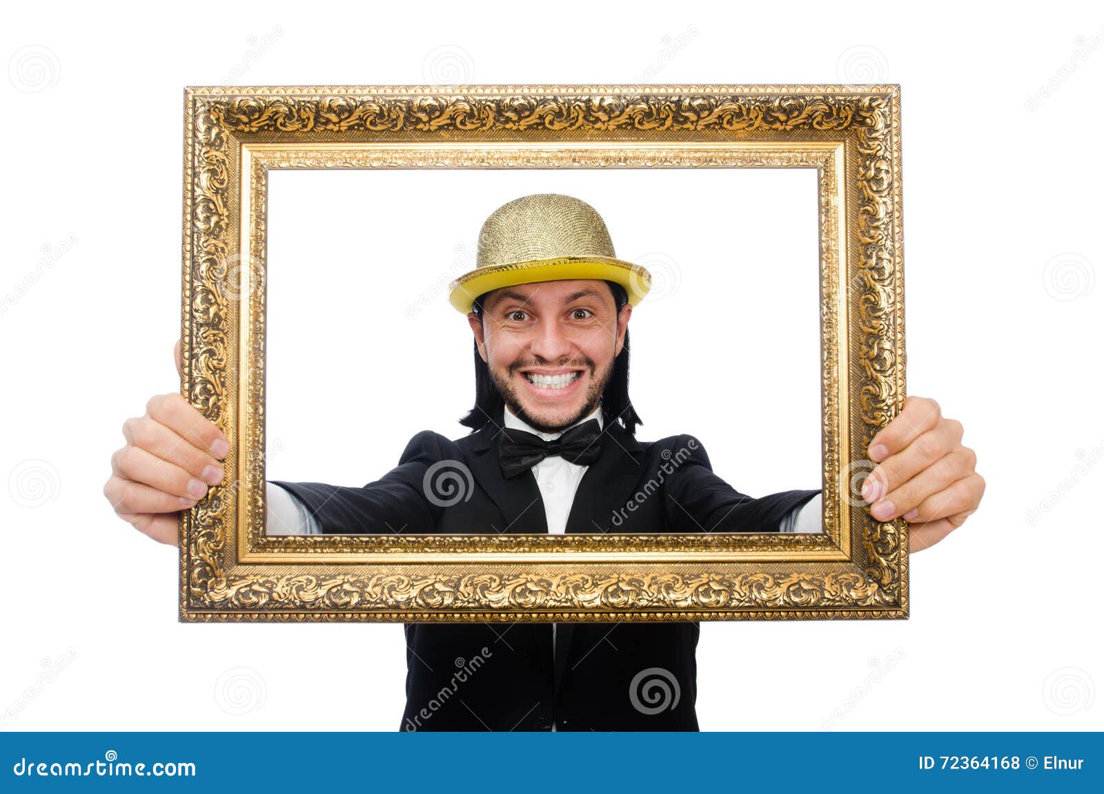 The Man with Picture Frame Isolated on White Stock Photo - Image of ...