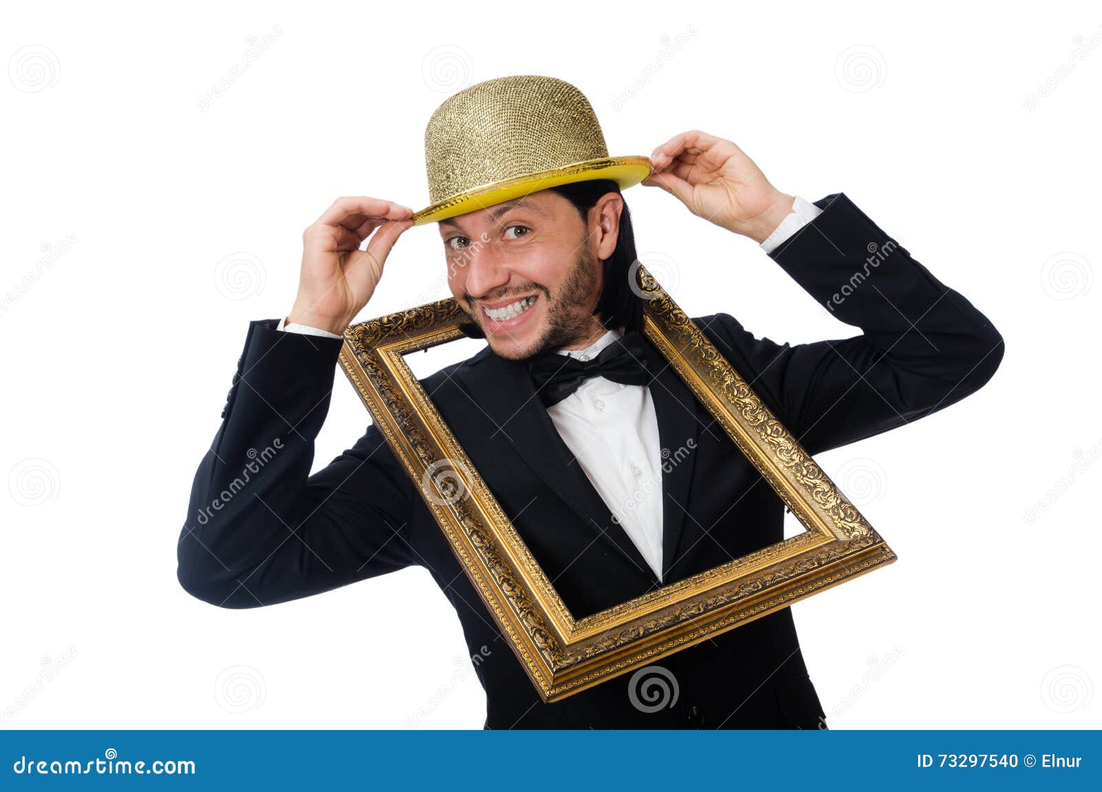 The Man with Picture Frame Isolated on White Stock Photo - Image of ...