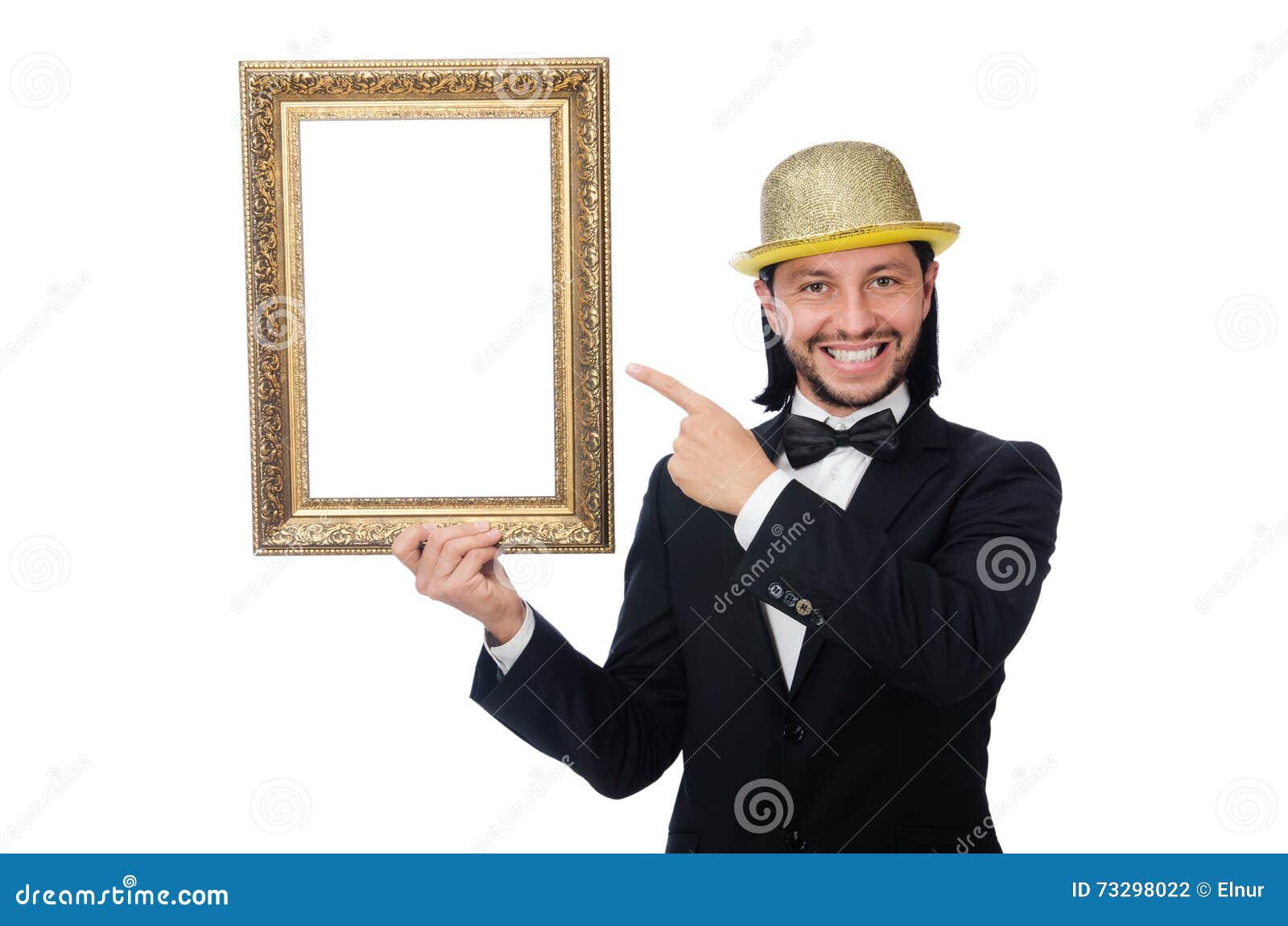 The Man with Picture Frame Isolated on White Stock Photo - Image of ...
