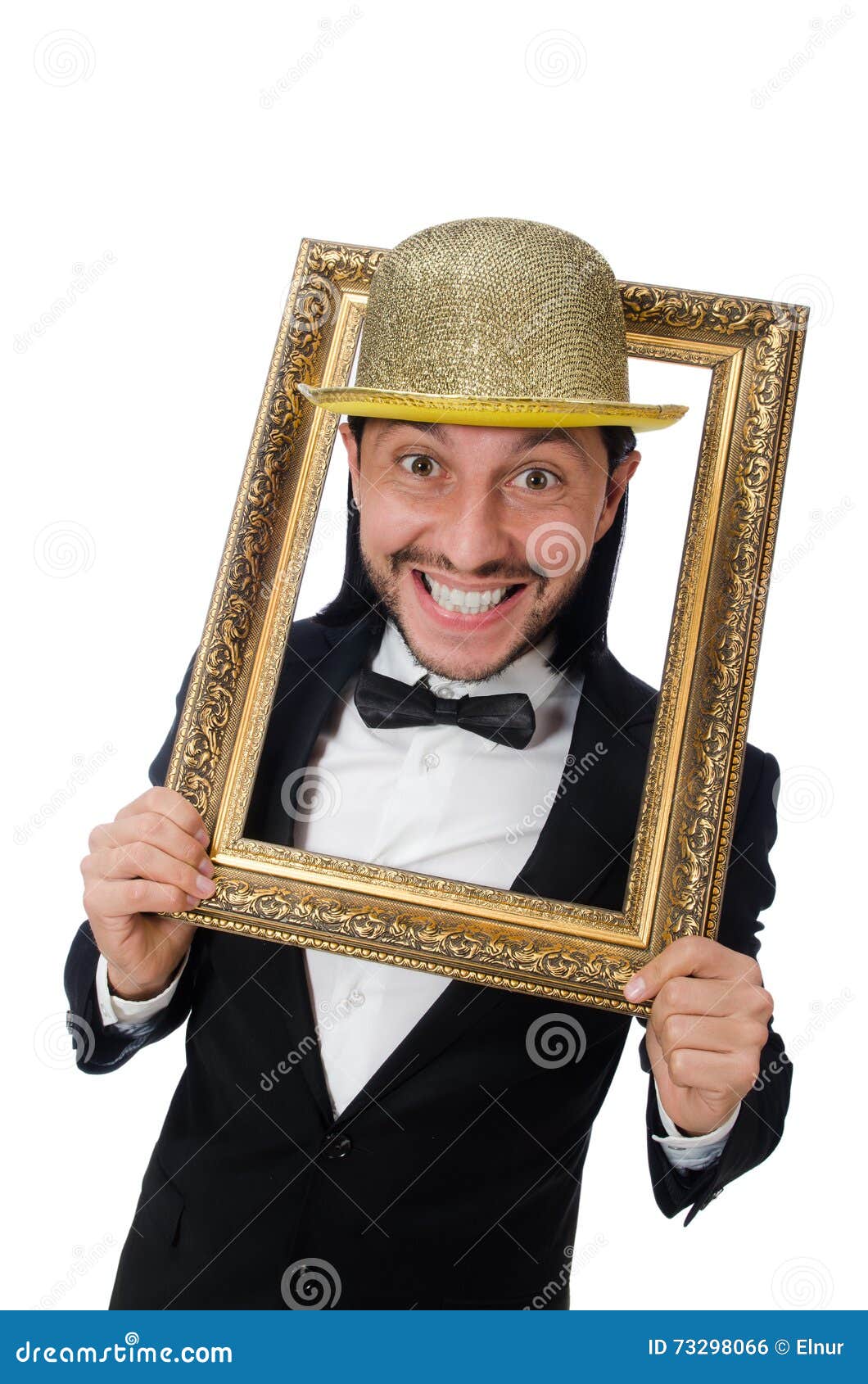 The Man with Picture Frame Isolated on White Stock Photo - Image of ...