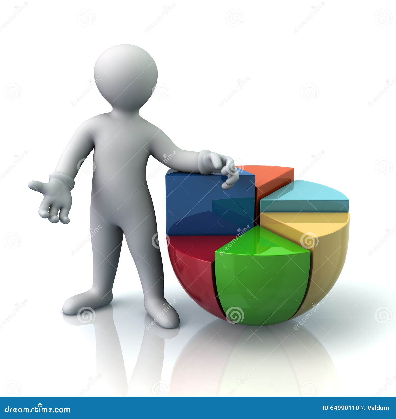 Man and pie chart stock illustration. Illustration of character - 64990110