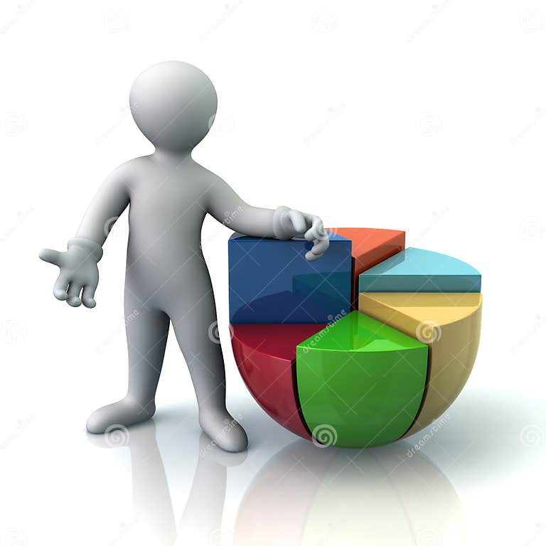 Man and pie chart stock illustration. Illustration of character - 64990110