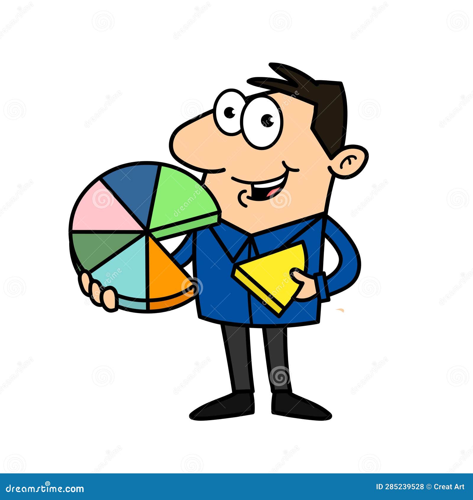 Man Piechart Cartoon Illustration Vector | CartoonDealer.com #285239528