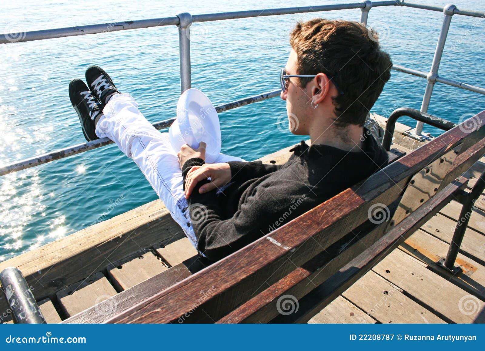 Man on the pier stock image. Image of tropic, holiday - 22208787