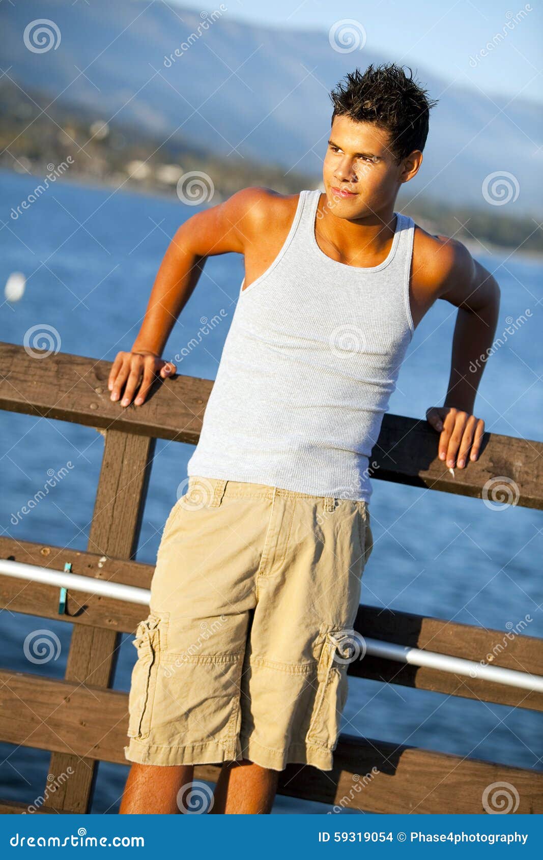 Man on pier stock photo. Image of cute, portrait, healthy - 59319054