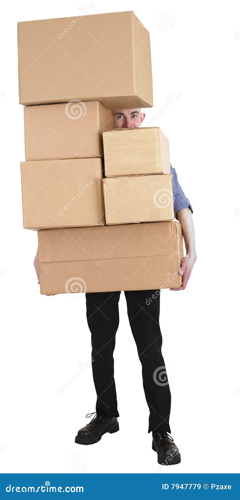 Man and pile carton boxes stock image. Image of head, cardboard - 7947779